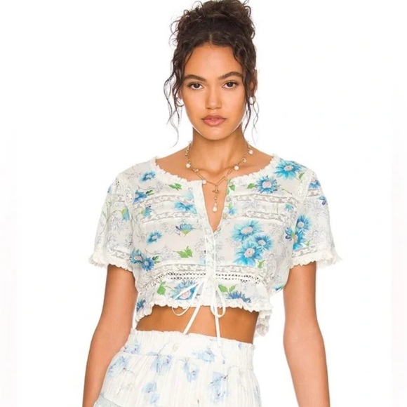 LoveShackFancy | Tops | Loveshackfancy Farley Floral Crop Top | Poshmark